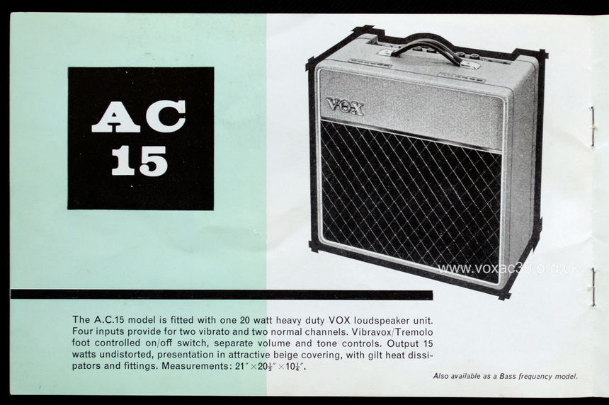 The Vox AC30 brochure, Spring 1961
